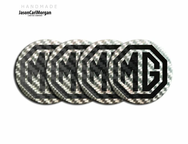 MG TF LE500 Alloy Wheel Centre Caps Badges Carbon & Fibre 55mm Hub Set ...