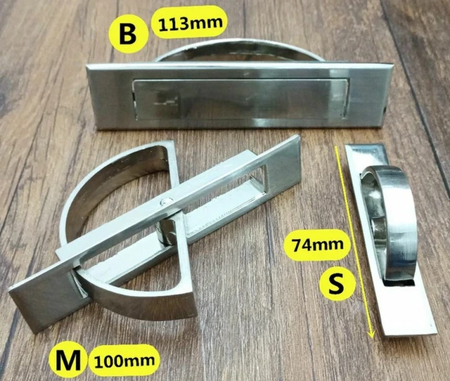 METAL ROTATING HIDDEN Recessed Flush Door Handles Set Hatch Basement ...