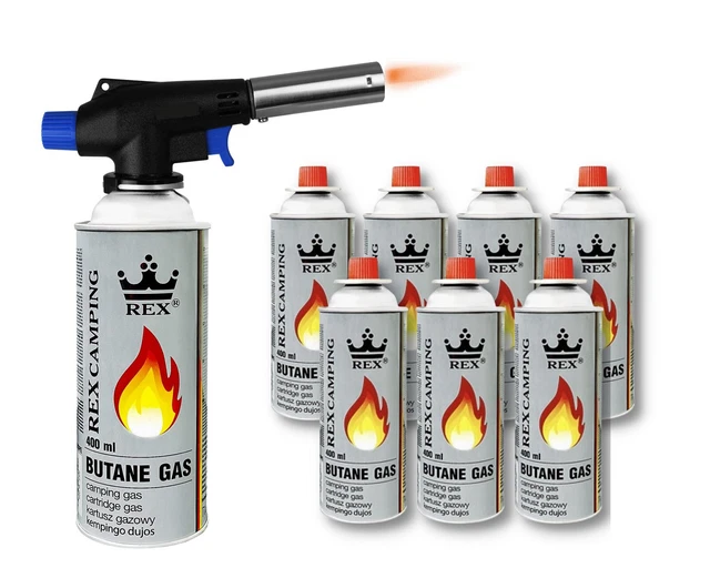 LÖTBRENNER GASBRENNER GASKARTUSCHEN 8er Set Bunsenbrenner Aufsatz Butan ...