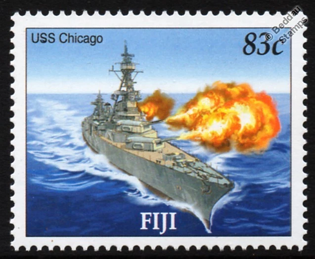WWII USS CHICAGO (CA-29) Northampton-Class Heavy Cruiser Warship Stamp ...