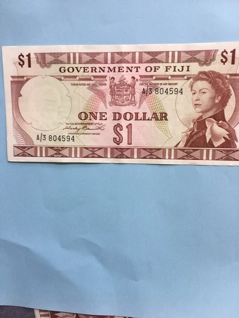 FIJI BANKNOTE $ 1 BANKNOTE SIGNED by WESLEY BARRETT $35.00 - PicClick AU