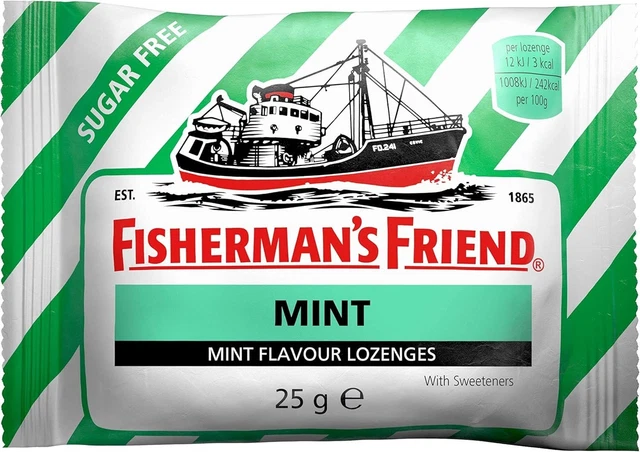 FISHERMAN’S FRIEND SUGAR Free Mint Lozenges - 24 x 25g for Sore Throat ...