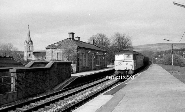 ORIGINAL RAILWAY NEGATIVE Class 47 loco 47125 Littleborough station L&Y ...