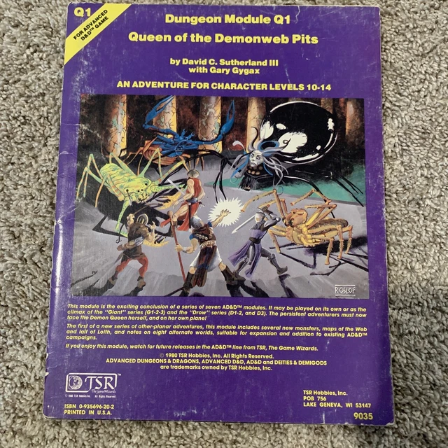 VINTAGE DUNGEONS & Dragons Queen of the Demonweb Pits Q1 Module TSR $20 ...