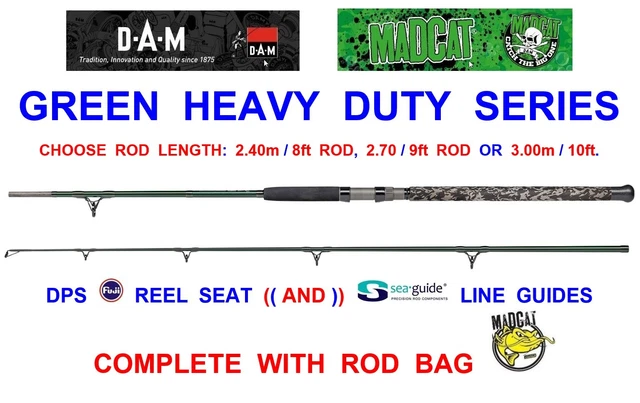 NEW DAM MAD Cat Green Heavy Duty Catfish Rod Coarse Boat Fishing ...