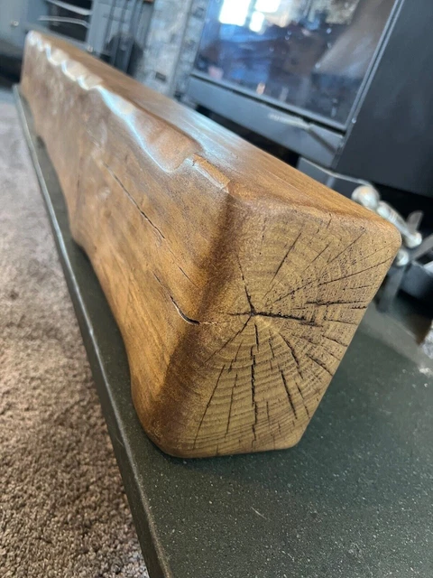 SOLID WOOD MANTEL Beam Rustic Mantelpiece Log Burner Mantle Fireplace ...