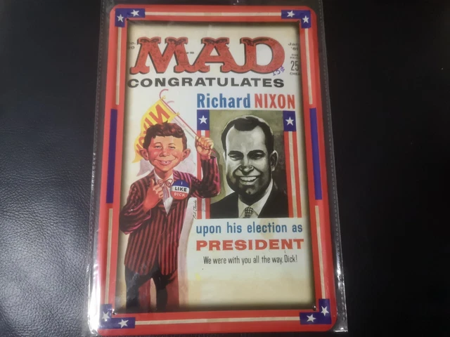 BLECHSCHILD 20X30, MAD, Alfred E. Neumann, NIXON, COMIC, Sammel-Bild ...