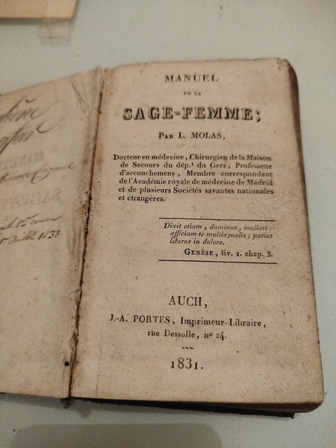 RARE MANUEL DE La Sage-femme Par Molas 1831 EUR 39,90 - PicClick FR