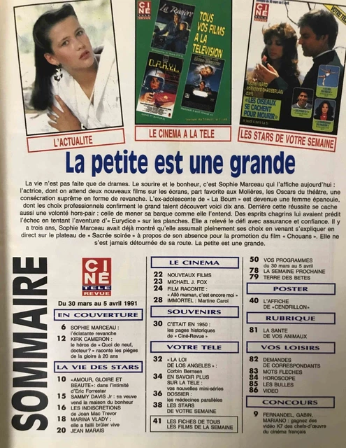 CINE REVUE N°13/1991-SOPHIE MARCEAU-JOHN TRAVOLTA-MARINA VLADY-MAS ...