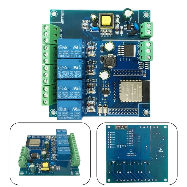 POWERFUL 4 CHANNEL Relay Module with ESP32 WROOM for AC/DC Applications ...