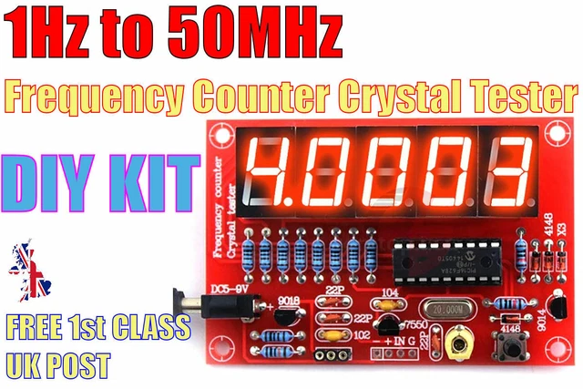 1HZ-50MHZ CRYSTAL OSCILLATOR Frequency Counter Meter Tester DIY LED ...