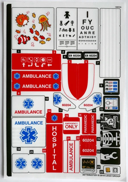 LEGO® CITY AUFKLEBER Sticker für 60204 Krankenhaus EUR 12,95 - PicClick DE