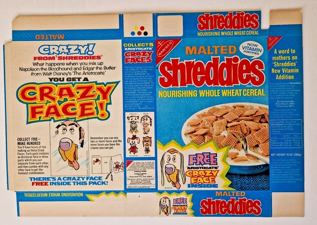 1971 NABISCO CEREAL Shreddies Disney Aristocats Crazy Face Mint Packet ...