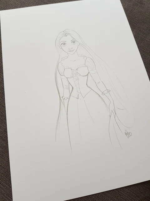 DISNEY RAPUNZEL SKETCH Construction Model Pencil Drawing Original Art ...