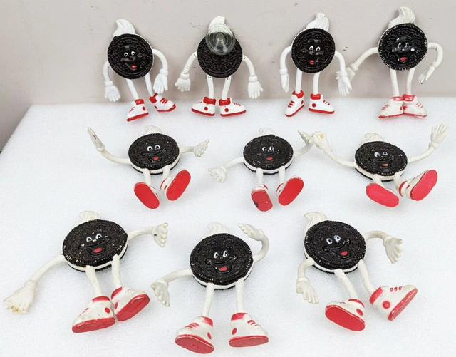 VINTAGE OREO COOKIE Character Man x10 LOT Bendable Rubber Toy Figure 4. ...