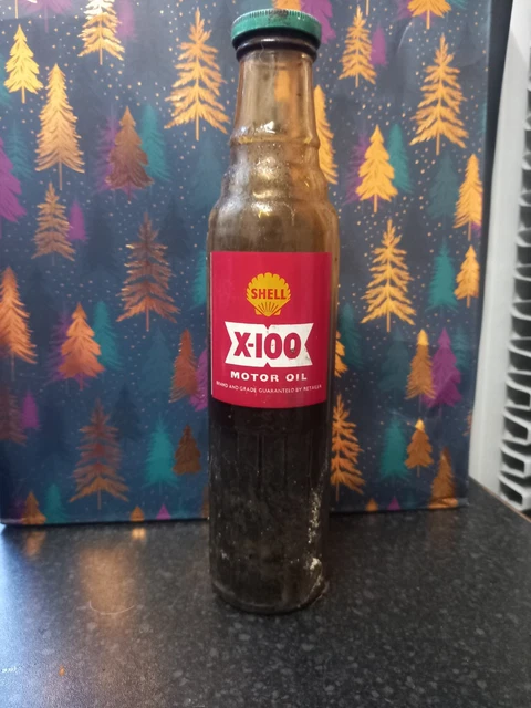 RARE SHELL X 100 Motor Oil Bottle Vintage 1pint Small 11.5" Tall £52.72 ...