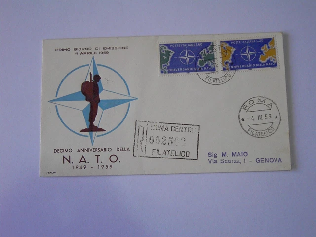 1° GIORNO DI Emissione - 10 Anniversario Della N.a.t.o. - Raccomandata ...