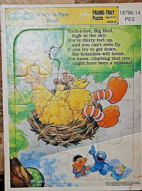 BIG BIRD GOLDEN Frame Tray Puzzle Sesame Street Rock A Bye Bird ...