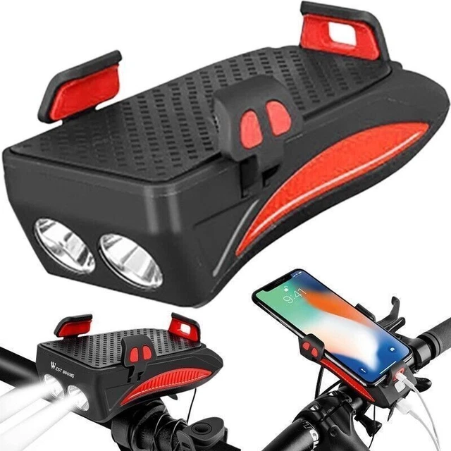 BIKE HORN LAMP 5 Bell Modes & Mobile Phone Bracket Holder-2000 mAh,400 lumens UK £14.30 ...