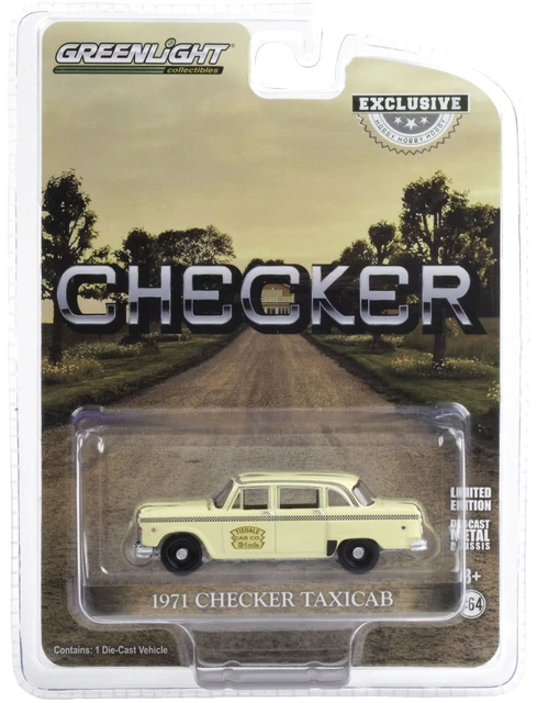GREENLIGHT,CHECKER TAXI CAB 1971 crème vendue sous blister, 1/64 ...