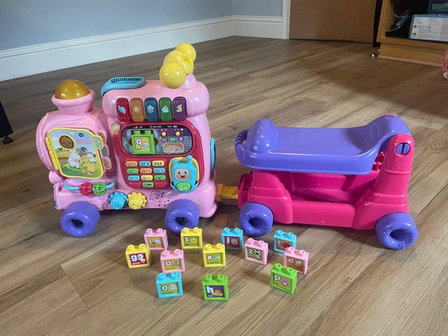 VTECH BABY 4-IN-1 Alphabet Train Ride On Pink (89.4L x 23.8W x 40.1H cm ...