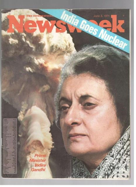 NEWSWWEEK MAGAZINE JUNE 3, 1974 Prime Minister Indira Gandhi India Goes ...