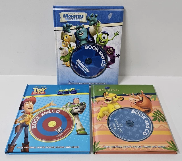 DISNEY & DISNEY Pixar Book & CD Bundle x3 Monsters Inc. The Lion King ...