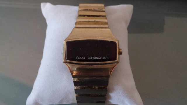TEXAS INSTRUMENTS LED DIgital Watch Model 102 Gold Filled 70's Works ...