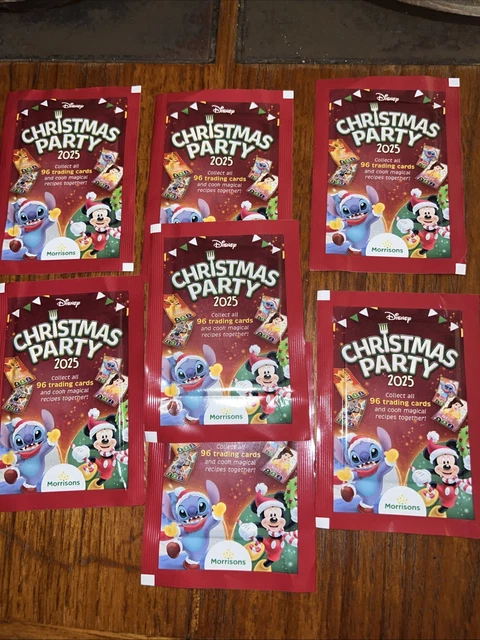 DISNEY CHRISTMAS PARTY 2025 Trading Cards & Recipes Morrisons - 7 Packs ...