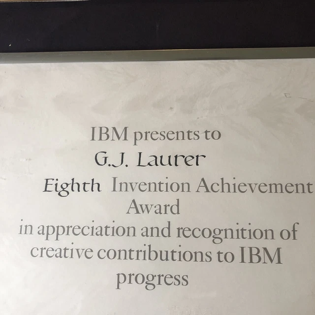 1986 INVENTION AWARD Ibm International Business Machines History George ...