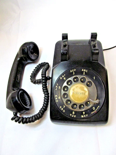 VINTAGE 1963 BELL SYSTEM WESTERN ELECTRIC Black Rotary Phone CD500 ...