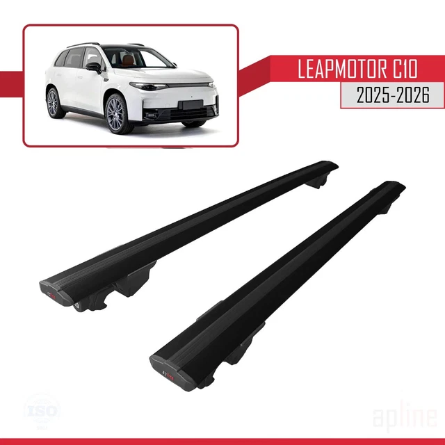 POUR LEAPMOTOR C10 2024-2026 HOOK Model Barres de Toit Noir Aluminium 2 ...