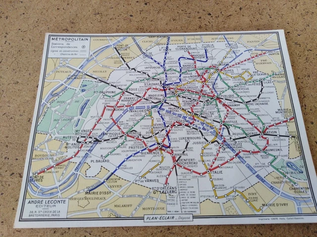 PETIT PLAN DU métro de Paris Métropolitain plan éclair caisse d'épargne fin 1960 EUR 4,00 ...