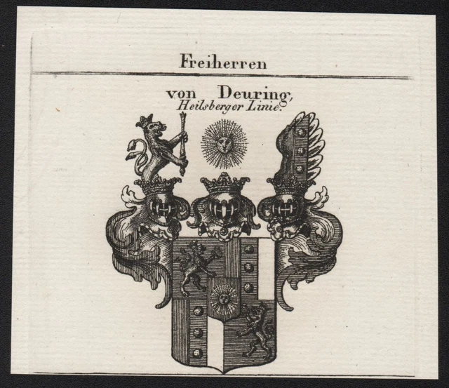 DEURING ARMOIRIES COAT De Armes Gravure sur Cuivre Genealogie ...