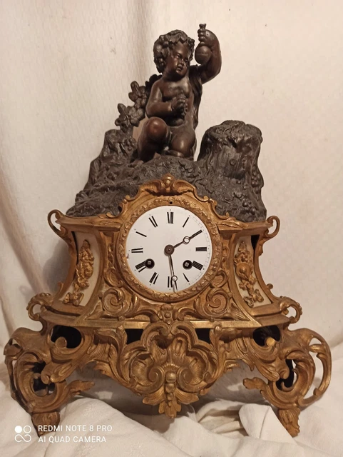 PENDULE REGULE FACADE bronze dore mouvement a reparer EUR 115,00 ...