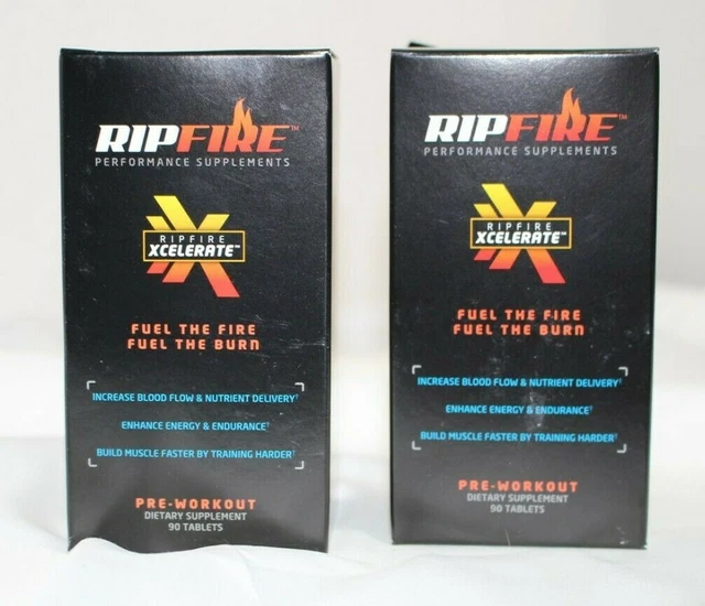 RIPFIRE XCELERATE PRE-WORKOUT Fuel Lift Supplement Energy Tablets - 2 ...