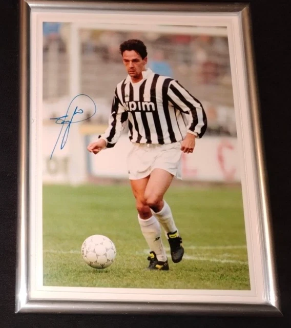AUTOGRAFO ROBERTO BAGGIO Maxi Foto Maglia Juventus Hand Signed Framed ...