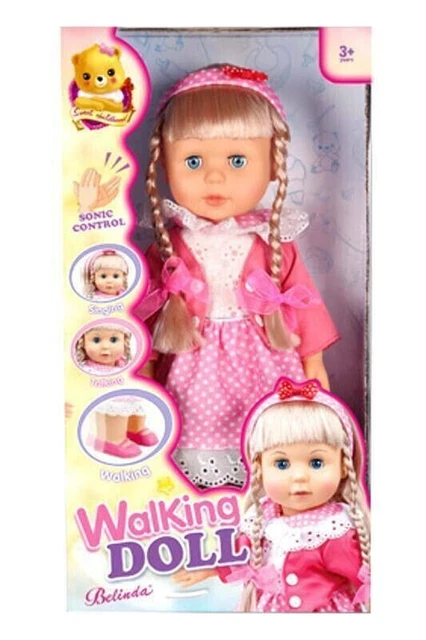 BELINDA INTERACTIVE 17& Walking Baby Doll Sonic Control Singing Talking ...