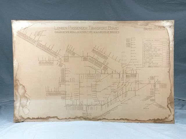 1935 LONDON UNDERGROUND Map of Bridges - Early adaptation of HC Beck ...