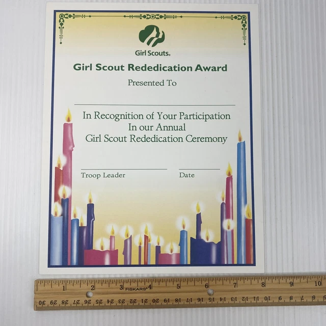 GIRL SCOUT REDEDICATION Ceremony Participation Certificate Card Stock ...