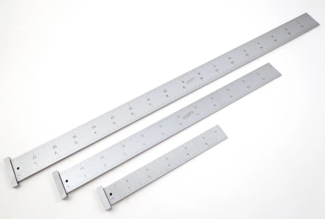 3 PC IGAGING Machinist 4R Hook Ruler / Rule 18", 12" & 6" 1/8, 1/16, 1/ ...