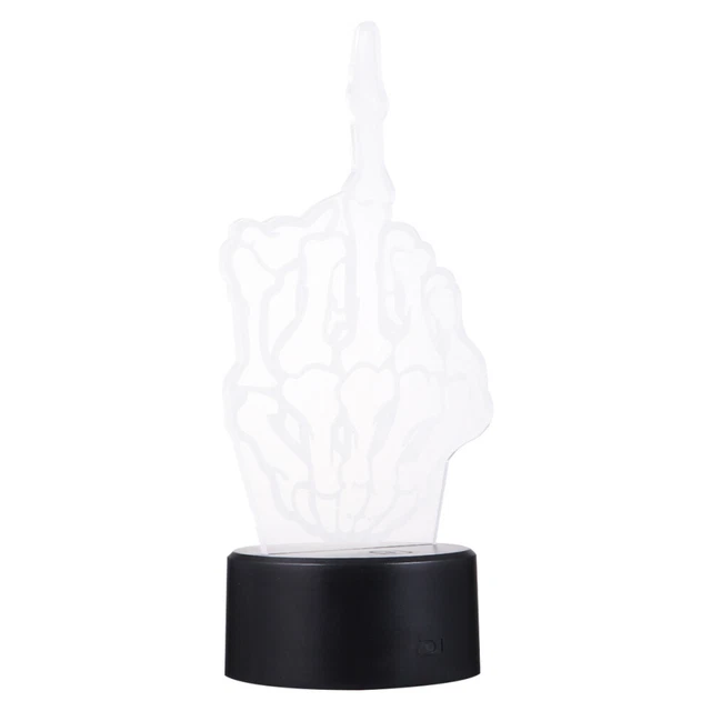 VERTICAL MIDDLE FINGER 3D Lamp LED Desk Light Halloween Night Optical £ ...