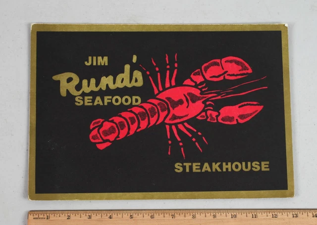 VINTAGE RESTAURANT MENU Jim Rund's Seafood Steakhouse Lobster Rochester ...