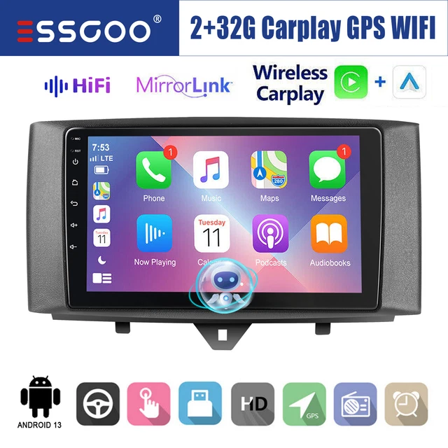 AUTORADIO 9&& CARPLAY Android 13 32G GPS RDS WIFI per Smart Fortwo 451 2010-2015 EUR 153,77 ...