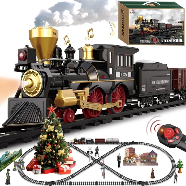 TRAIN SET FOR Kids Remote Control Train Toys w/Steam Locomotive, Cargo ...