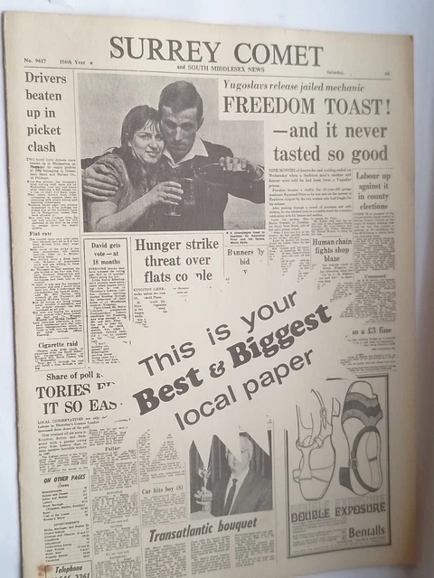 VINTAGE OLD GUIDE leaflet The Daily Surrey Comet Middlesex news 1960s £ ...