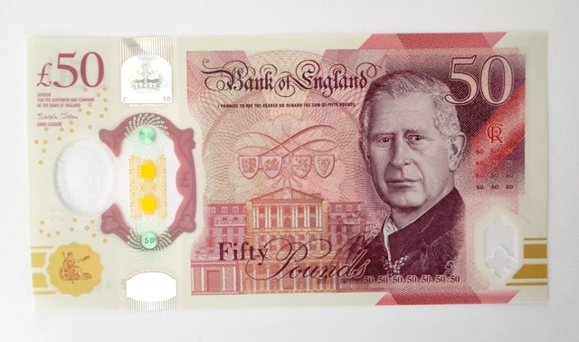 KING CHARLES III £50 Polymer Banknote Fifty Pound Note Collectable ...