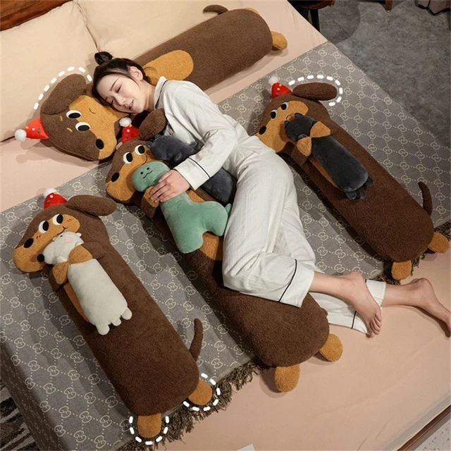 CUTE CARTOON LONG Dog Hugging Bear Dinosaur Cat Design Plush Pillow For ...
