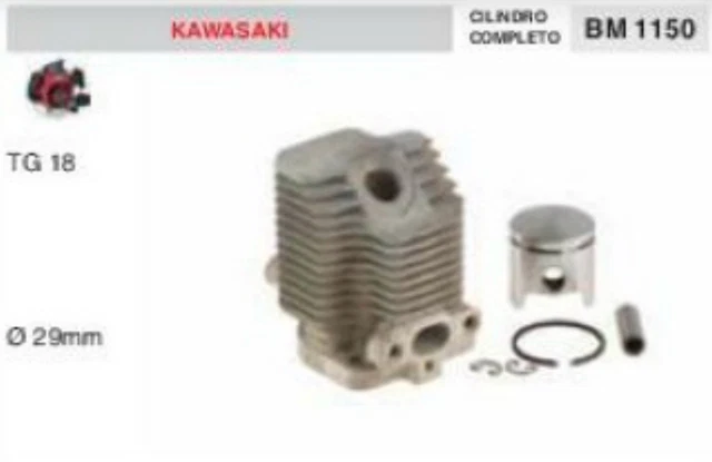 CILINDRO E PISTONE DECESPUGLIATORE KAWASAKI TG18 TG 18 Ø 29 kit gruppo ...