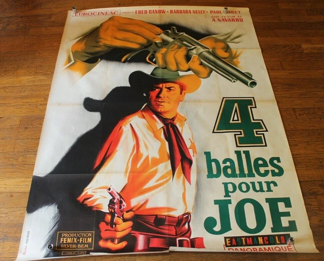 AFFICHE CINEMA ANCIENNE 4 BALLES POUR JOE 1964 / 160x120 cm EUR 25,00 ...